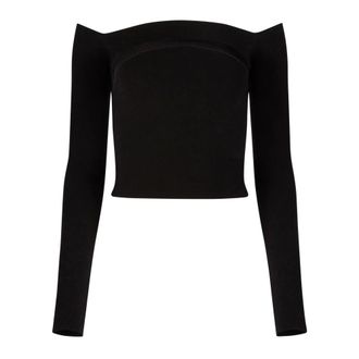 Nina Ricci Femme, Tops, Noir, Taille: 44 FR Bardot Neckline Top