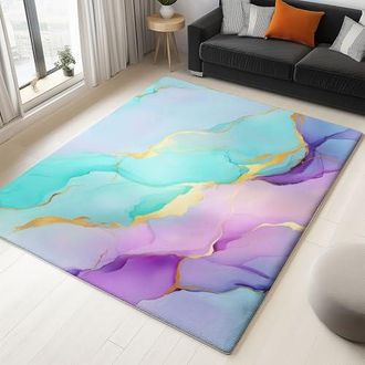 Generic Abstrait Tapis de Salon Lavable 120 x 170 cm, Faible Poil Antid&eacute;rapant Adapt&eacute; &agrave; laspirateur avec Motif Texture De LEncre &Agrave; Alcool Tapis Chambre pour C