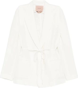 Twinset Femme, Vestes, Blanc, Taille: 38 FR Blazer cintur&eacute;