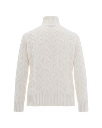 Max Mara Cable-Knit Half-Zip Sweater - White