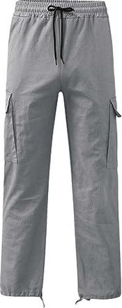 Generic High Street Pantalon ample en popeline pour homme Automne Hiver Pantalon pour loisirs et sport Couleur unie, gris, 4XL