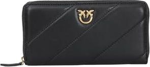Pinko Ryder Zip Around Sheep Nappa, Accessoire de Voyage-Portefeuille Femme, Z99q_Noir-Antique Gold, U