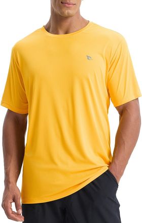 Baleaf UV Shirt Herren Sport T Shirt Schwimmshirt Wasser UPF 50+ Sportshirt Trainingsshirt Fitness Shirt Funktionsshirt Schnelltrocknend Gym Hellgelb XXL