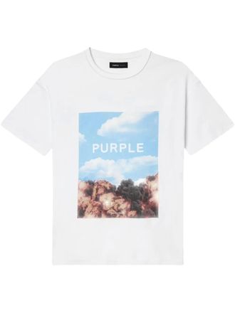 Purple t-shirt &agrave; imprim&eacute; graphique - Blanc