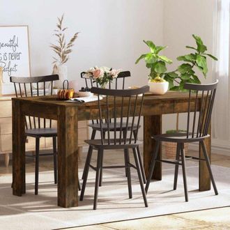 vidaXL Vidaxl - Table &agrave; manger ch&ecirc;ne fum&eacute; 140x74,5x76 cm bois ding&eacute;nierie