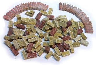 SELVA Krippenbausatz Genezareth - Set gro&szlig;er Bogen - mit 85 Rechtecken (Sinai), 2 Steinb&ouml;gen und 20 Rechtecken (Ziegelrot)