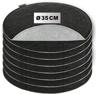Com-Four 8X Gepolstertes Sitzkissen Ø 35 cm - Stuhlkissen für Stühle und Bänke - Sitzkissen-Set aus Filz - Runde Sitzpolsterauflage für Esszimmer, Garten, Terr