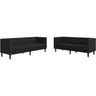 vidaXL Vidaxl - 2-tlg. Chesterfield-Sofa-Set Schwarz Kunstleder