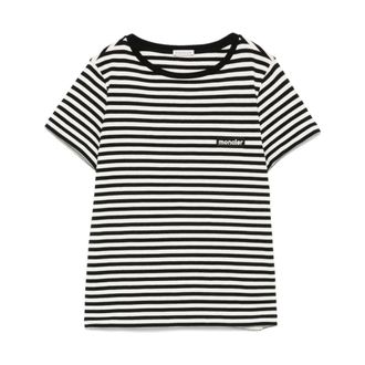 Moncler Femme, Tops, Blanc, Taille: 38 FR T-shirt Blanc SS Style Mode
