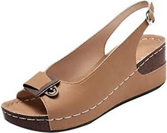 Generic Chaussures d&eacute;t&eacute; pour femme - Confortables - Chaussures de plage &eacute;l&eacute;gantes - Semelles &eacute;paisses - Antid&eacute;rapantes - Sandales ouvertes - Respirantes - San