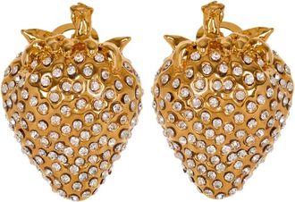 Balmain Femme, Accessoires, Jaune, Taille: ONE Size Strawberry Brass and Rhinestone Earrings