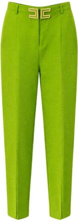 Elisabetta Franchi Femme, Pantalons, Vert, Taille: 42 FR Pantalon en cr&ecirc;pe stretch double &eacute;paisseur