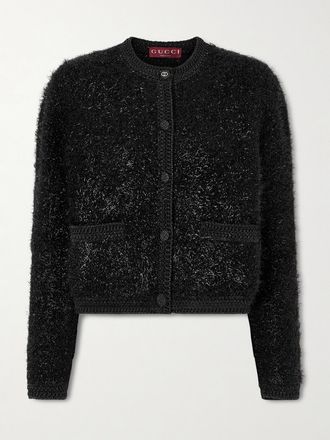Gucci Verkürzter Cardigan Aus Metallic-strick - Schwarz