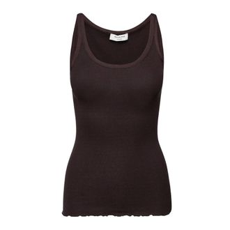 Rosemunde Top F&eacute;minin avec Bordure en Soie Dark Espresso - Femme - Tops - Brun - Taille: 38 FR