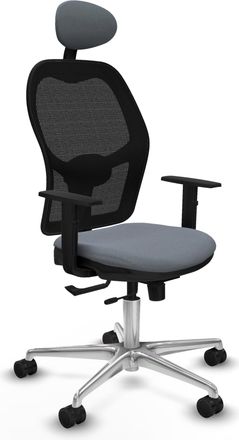 Piqueras y Crespo Arbeitsstuhl mit 1D-Armen, h&ouml;henverstellbarer Lendenwirbelst&uuml;tze und festem Kopfteil, ausgestattet mit Syncro/Traslack und injiziertem Schaumstoff, Sc