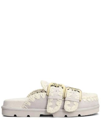 Mou mules en daim - Blanc