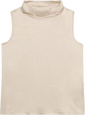 Oltre Femme, Tops, Blanc, Taille: 42 FR Top satin&eacute; &agrave; col montant