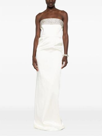 New Arrivals Crystal-Embellished Strapless Dress - White