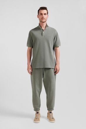 Eden Park Polo Manches Courtes Unisexe En Piqu&eacute; Coton Kaki Surteint Coupe Oversized