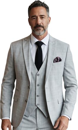 TruClothing Herren GreyMens karierter 3-teiliger ma&szlig;geschneiderter formeller Arbeitsanzug - IM3