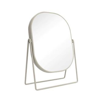 Jean & Len Kosmetikspiegel, aus Eisen, robust und Kratzfest, Mattes & stilvolles Finish in beige, Rückseite mit 3-facher Vergrößerung, ovaler Kleiner Spiegel, 20