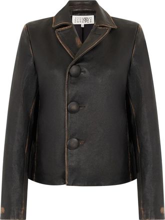Maison Margiela Lederjacke mit Kn&ouml;pfen - - Jackets - Damen - Braun - XS