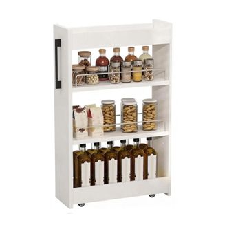 Generic Schmaler Aufbewahrungswagen Mit 4 Ebenen, Badezimmer-Organizer Mit Griff, L&uuml;cken-Aufbewahrungsregal Mit R&auml;dern, for Schmale W&auml;schebereiche Im Badezimm