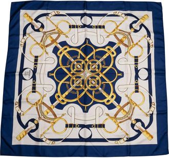 Hermès Tücher & Schals - Hermes Classic Eperon d?or Silk Carre 90 Scarf Tuc - Gr. unisize - in Blau - für Damen