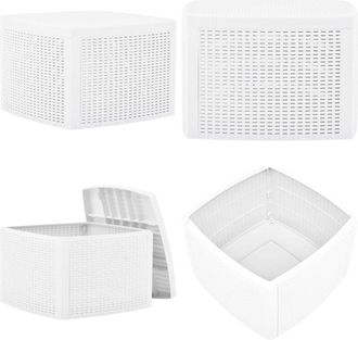 vidaXL Beistelltisch Wei&szlig; 54&times;54&times;36,5 cm Kunststoff - Beistelltisch - Gartentisch - Rattan Tisch - Outdoor M&ouml;bel - Balkon Deko - Home & Living