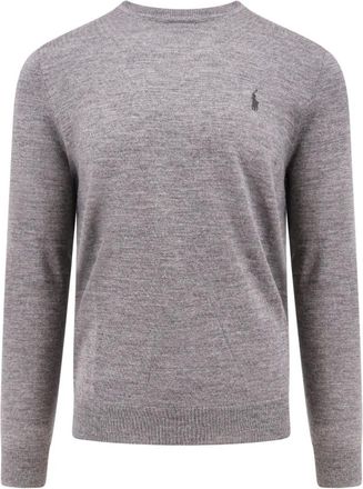 Polo Ralph Lauren Homme, Pulls, Gris, Taille: 2XL Pull Ras du Cou en Laine avec Poney Brodé