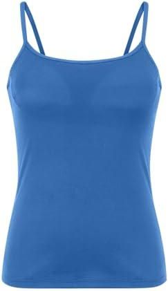 Generic D&eacute;bardeur &eacute;lastique &agrave; bretelles spaghetti pour femme - Gilet d&eacute;t&eacute; l&eacute;ger en coton respirant - Col en U - &Eacute;l&eacute;gant - Camisole ample - D&eacute;bardeur d&eacute;t&eacute; ampl