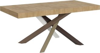 Itamoby Tisch Volantis Multicolor 4/C ausziehbar 90 x 180 ausgezogen 440, Tischplatte Eiche Natur, Gestell 4/C Farbblockiert