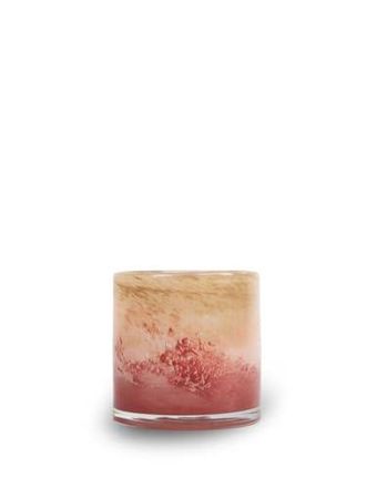 By On ByON Calore XS Kerzenhalter - Handgemachte Laterne aus Glas in Nebelrosa mit feinen schrägen Streifen - Multifunktional als Vase, Kerzenhalter oder Sc