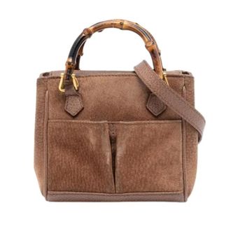 Gucci Sac &agrave; main en daim doccasion - Femme - Pre-owned - Brun - Taille: ONE Size