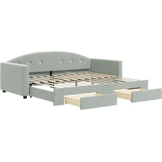 vidaXL Tagesbett Ausziehbar mit Schubladen Hellgrau 90x200 cm Samt Vidaxl