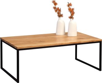 M2 Kollektion 264222 Couchtisch Sira 2, Echtholz Wildeiche massiv geölt, Gestell Metall schwarz, 110x60cm, Höhe 43cm