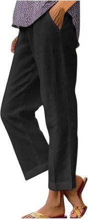 Generic Pantalon d&eacute;t&eacute; 7/8 pour femme - L&eacute;ger - Avec cordon de serrage et poches - Pantalon en coton et lin - Pantalon &eacute;l&eacute;gant et a&eacute;r&eacute; - D&eacute;contract&eacute; - Conforta