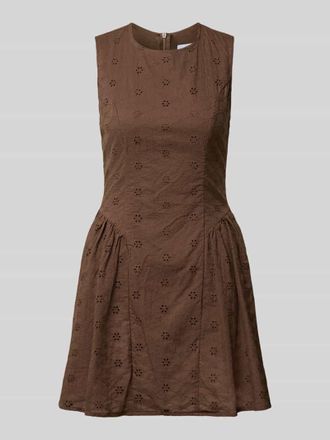 Daisy Street Minikleid mit Lochstickerei Modell HAZELNUT