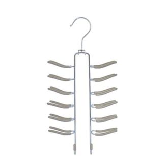 MSV Set mit 12 Kleiderb&uuml;geln aus kunststoffbeschichtetem Stahl f&uuml;r G&uuml;rtel, Krawatten und Zubeh&ouml;r, rutschfest, robust und praktisch, 31 x 15 cm, Taupe