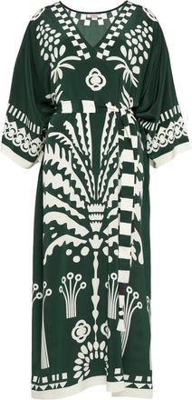 Eres Holi V-neck printed kaftan - Gr&uuml;n