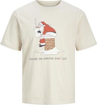 Jack & Jones T-Shirt pour Homme X-Mas, Beige Clair, M