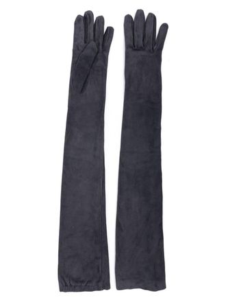 Brunello Cucinelli Lange Handschuhe aus Wildleder - Grau