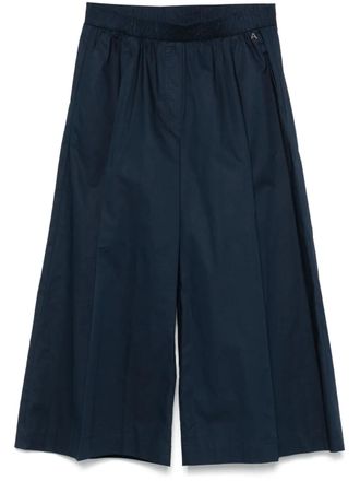 Twin-Set pantalon en popeline à taille élastiquée - Bleu