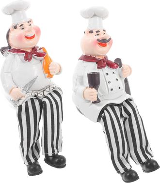 PartyKindom Cartoon Kochfiguren Aus Robustem Kunstharz 2 St&uuml;ck Miniatur Kochfiguren F&uuml;r K&uuml;chendekoration Restaurant Tischdeko Detailgetreu Bruchfest