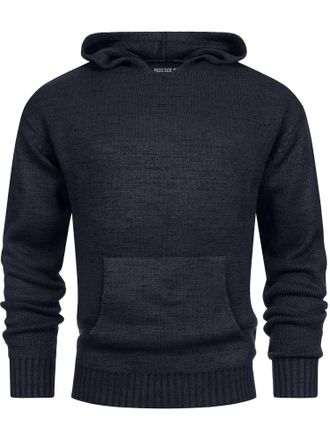 Indicode Herren INLedger Strickpullover mit Kapuze | Herrenpullover Pulli Hoodie Cardigan M&auml;nner Navy, M