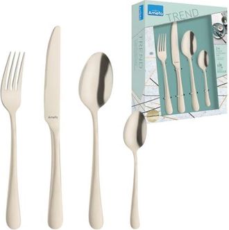 Amefa AUSTIN Besteck Set 4 Personen (champagner) | 16-teilig | PVD-veredelt | mattiertes Besteckset 4 Personen aus rostfreiem Edelstahl 18/0 in Champagnerfa