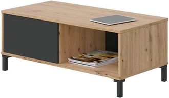 F.R.S. Table basse fixe Brooklyn en chêne Nodi et gris anthracite de style industriel