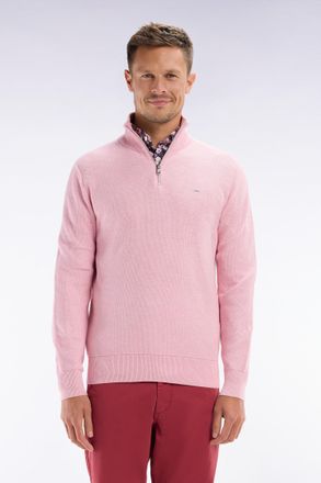 Eden Park Pull Col Camionneur En Coton Nid Dabeille Rose Coupe Droite