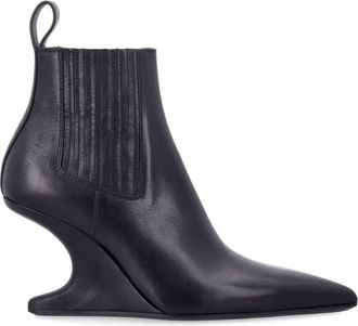 Rick Owens Stiefel - Ankle Sharp Black Washed Calf Leather Boots - Gr. 37 (EU) - in Schwarz - f&uuml;r Damen
