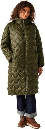 Regatta Cambrie II Veste matelass&eacute;e longue &agrave; capuche pour femme, kaki fonc&eacute;, 36